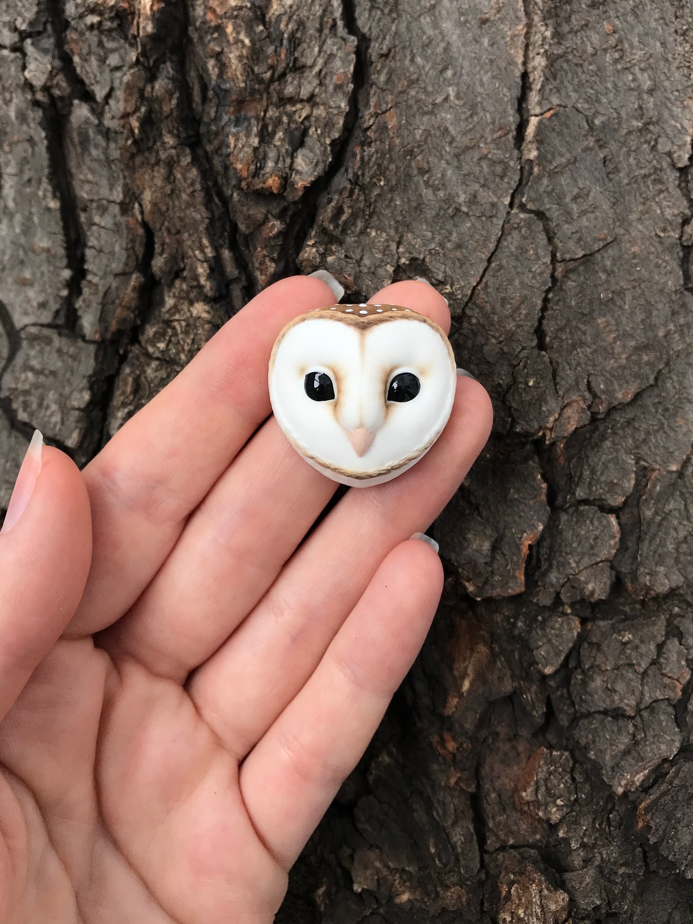 Barn Owl Head Cabochon Necklace Animal Cabs for Beading Clay Jewelry ...