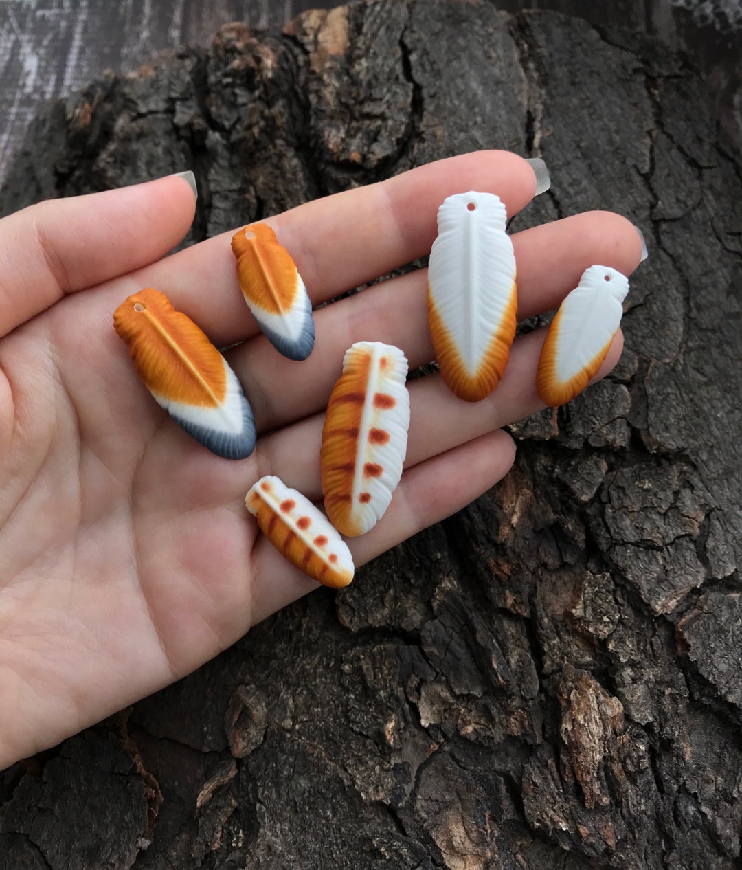 Feather Beads Charm Bird Feather Cabs for Beading Cabochon for Beaded ...