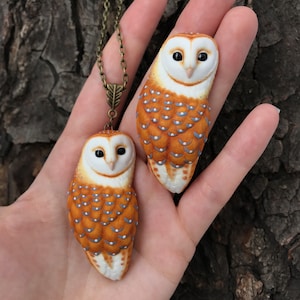 Barn Owl Cabochon Necklace Animal Cabs for Beading Clay Jewelry ...