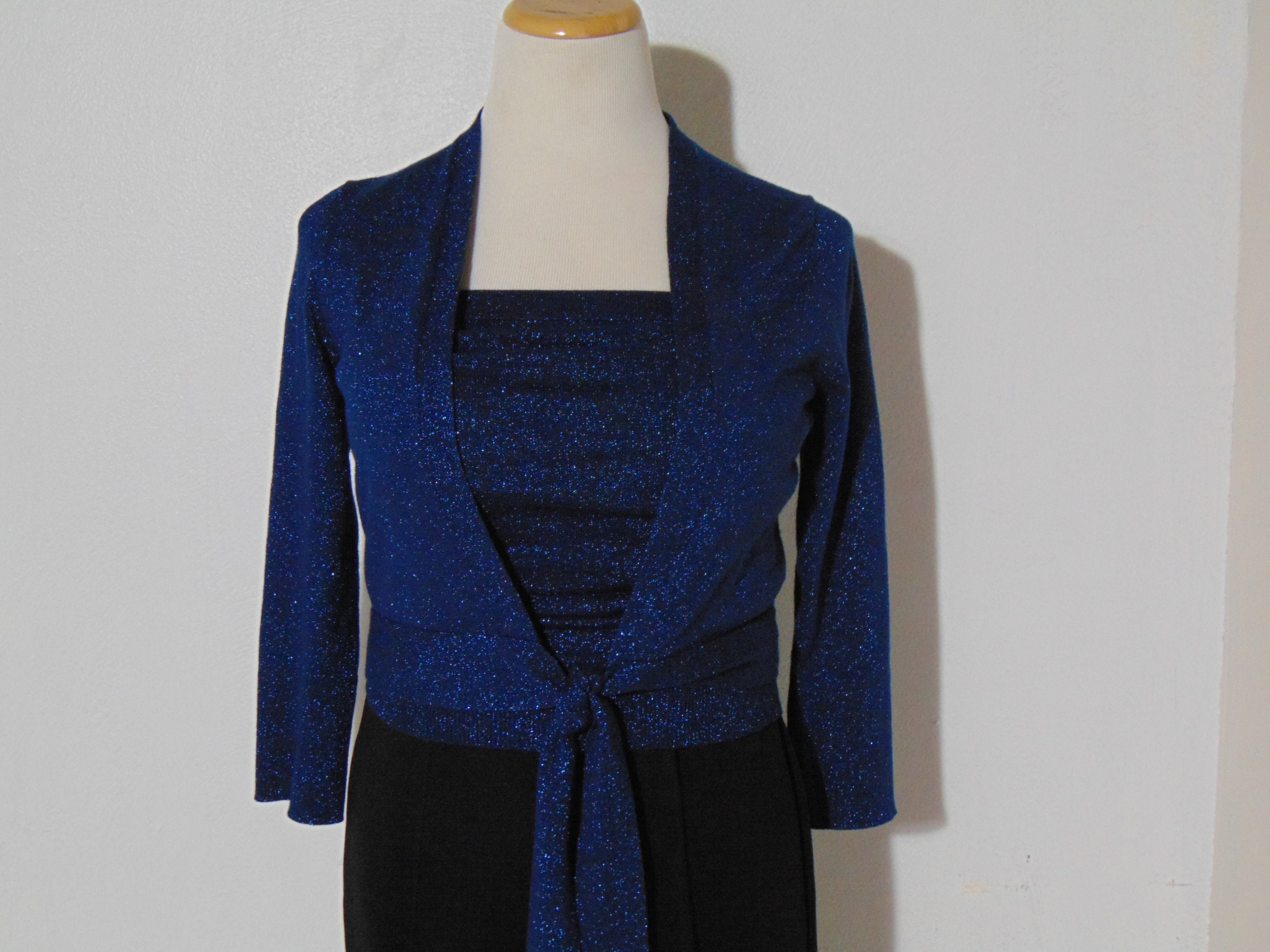 Sparkle Blue Tube Top Coverall Long Sleeve Short Crop Tie at - Etsy UK