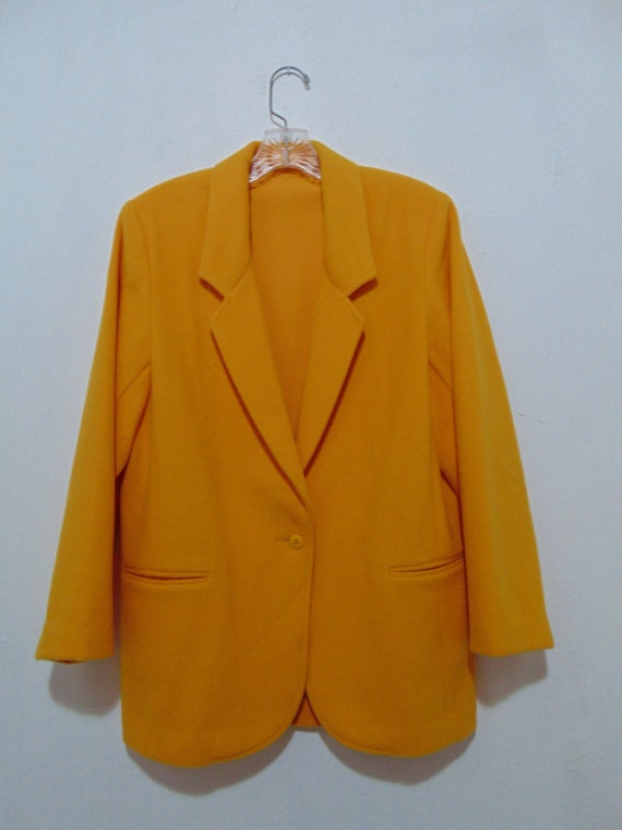 VINTAGE 1990s gold Blazer 80s yellow wool coat gold y… - Gem
