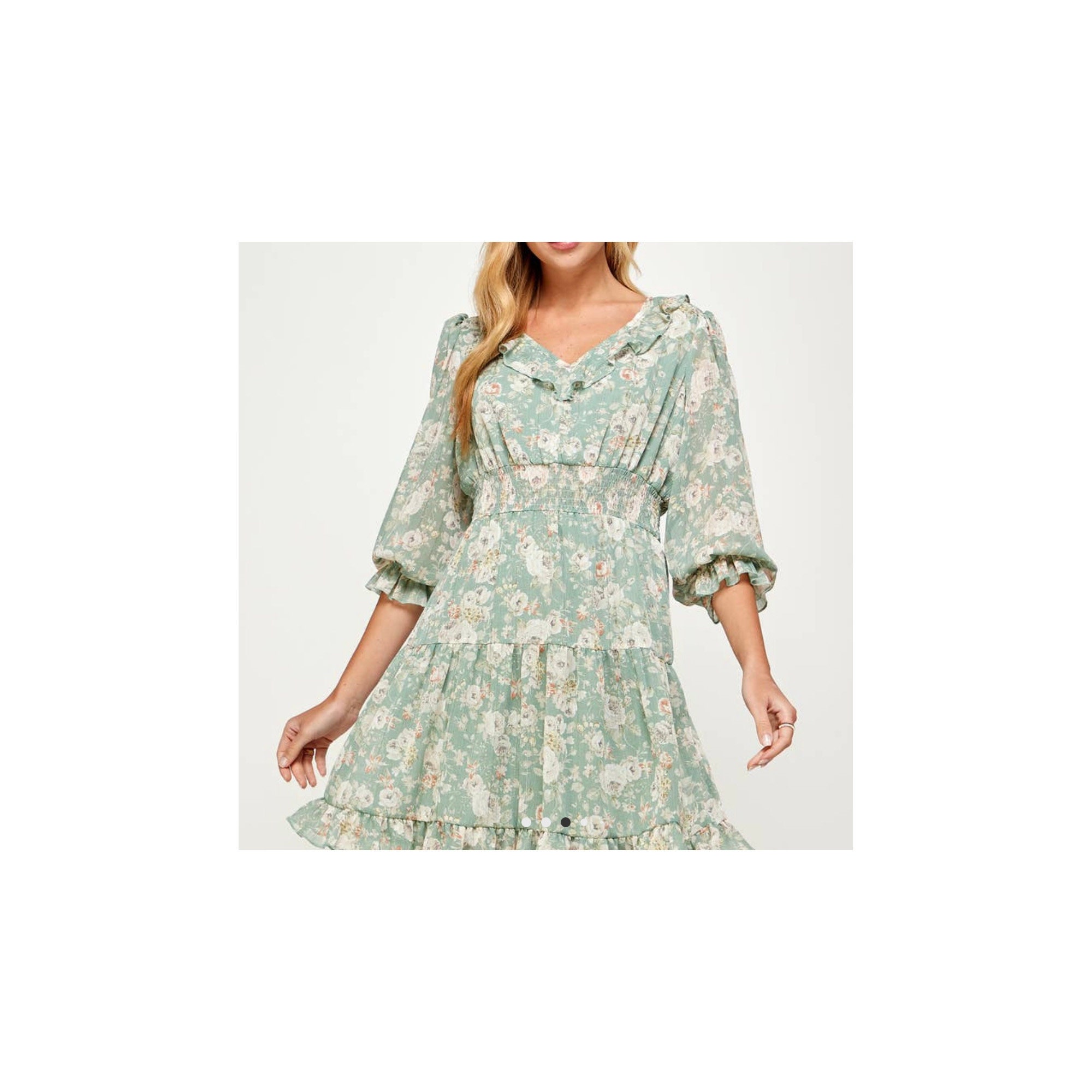 Ruffle V-neck Tiered Dress Mint - Etsy