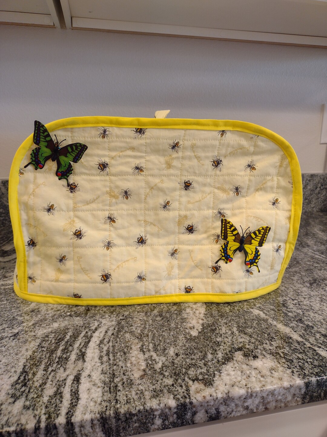 Bumble Bee Yellow Toaster Cover, 4 Slice, Quilted/reversible, Handmade ...