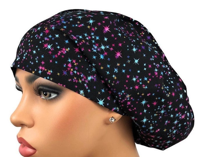 Sparkle Stars Surgical Scrub Cap for Women Galaxy Euro Scrub - Etsy