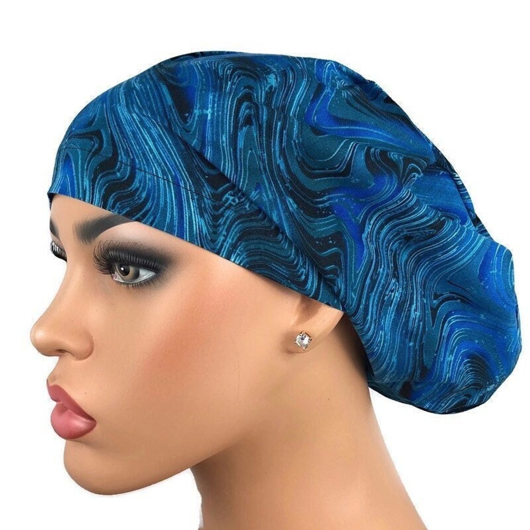 Blue Surgical Scrub Hat, Euro Scrub Cap, OR Nurse Cap, Medical Hat ...