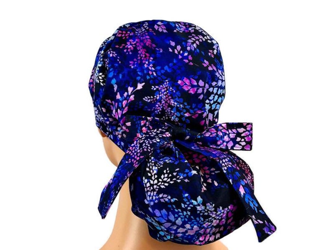 Ponytail Scrub Cap, Surgical Scrub Hat With Ties, Nurses Cap, Satin ...