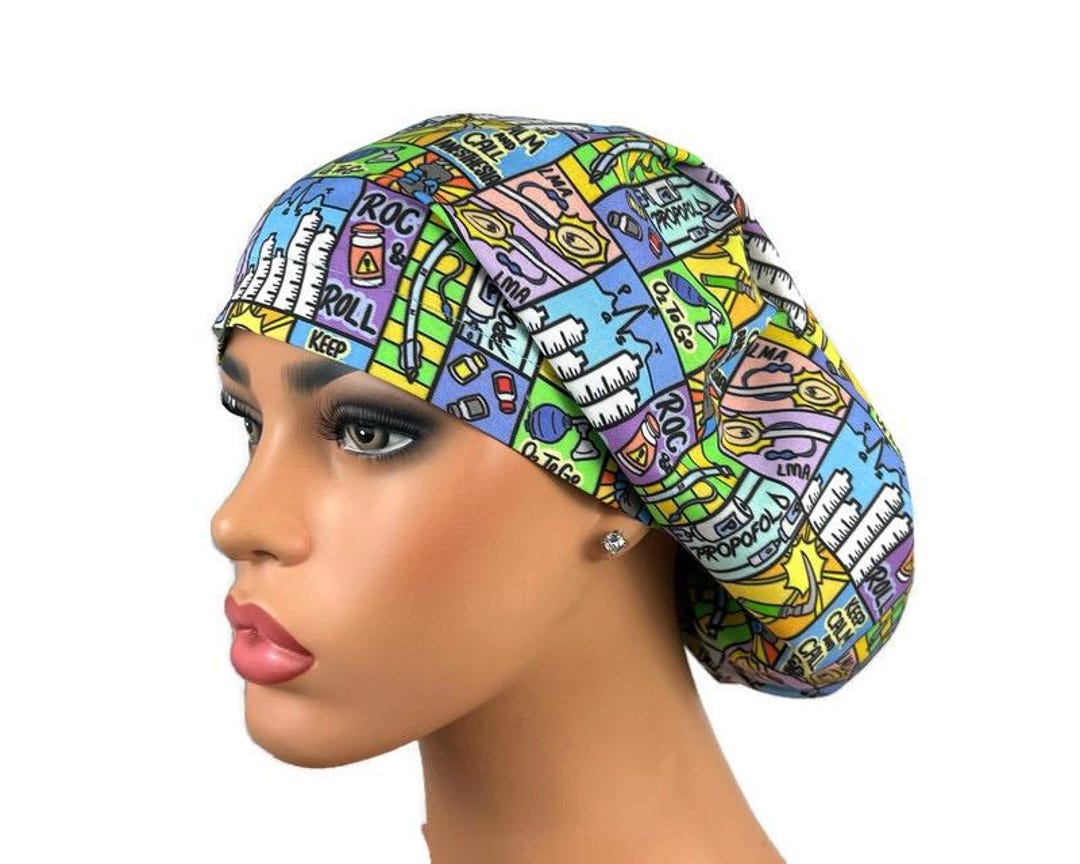Surgical Hat, Euro Scrub Cap, Anesthesia Scrub Hat, Nurse Scrub Hat ...