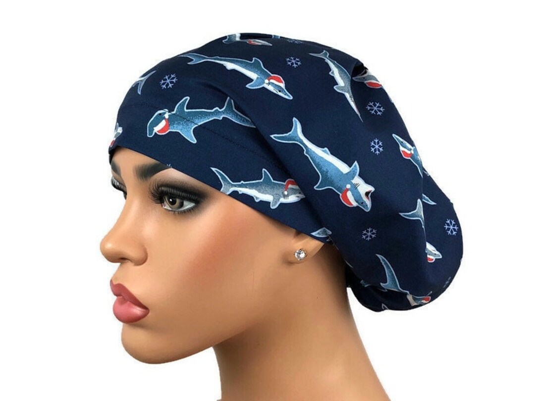 Shark Scrub Hat, Euro Scrubhat, Surgical Scrubcap, Funny Christmas ...