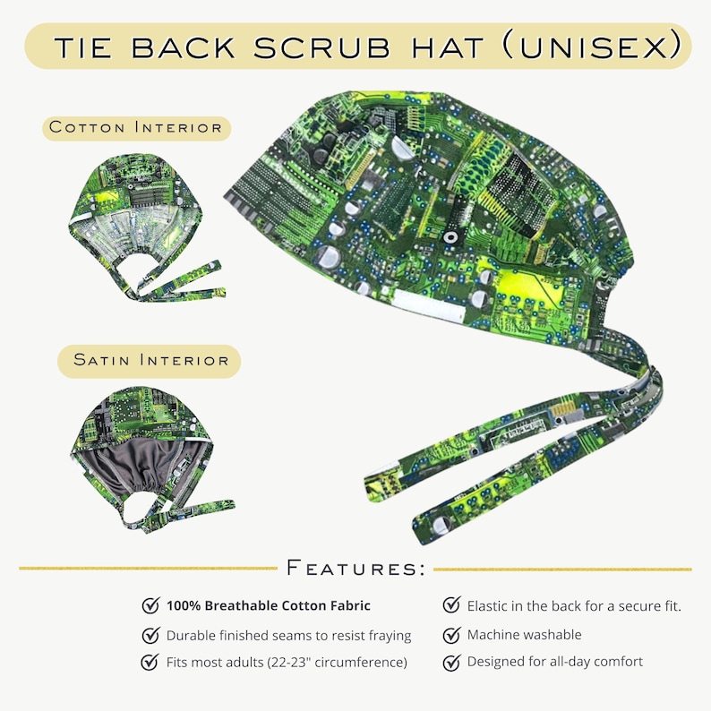 Surgical Cap for Men, Tie Back Scrub Cap, Unisex Scrub Cap, Short Hair ...