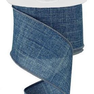 Wired Ribbon by the Roll Denim Farmhouse 2.5 X 10 Yards | Etsy