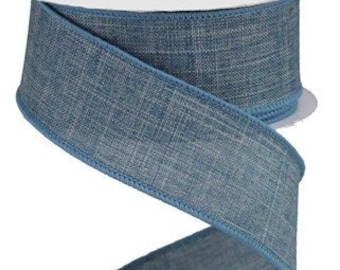 Wired Ribbon by the Roll Denim Farmhouse 2.5 X 10 Yards | Etsy