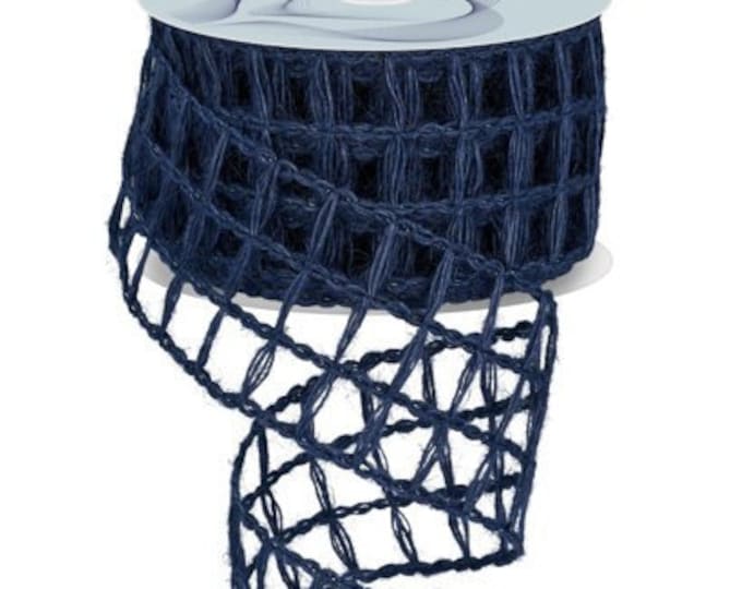 Wired Ribbon by the Roll Jute Netting (navy Blue) 2.5" X 10 Yards for ...