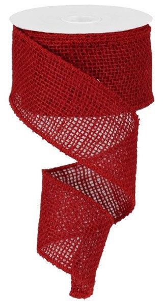 Wired Ribbon by the Roll Set of Two (2) Loose Weave Burlap Jute (red ...