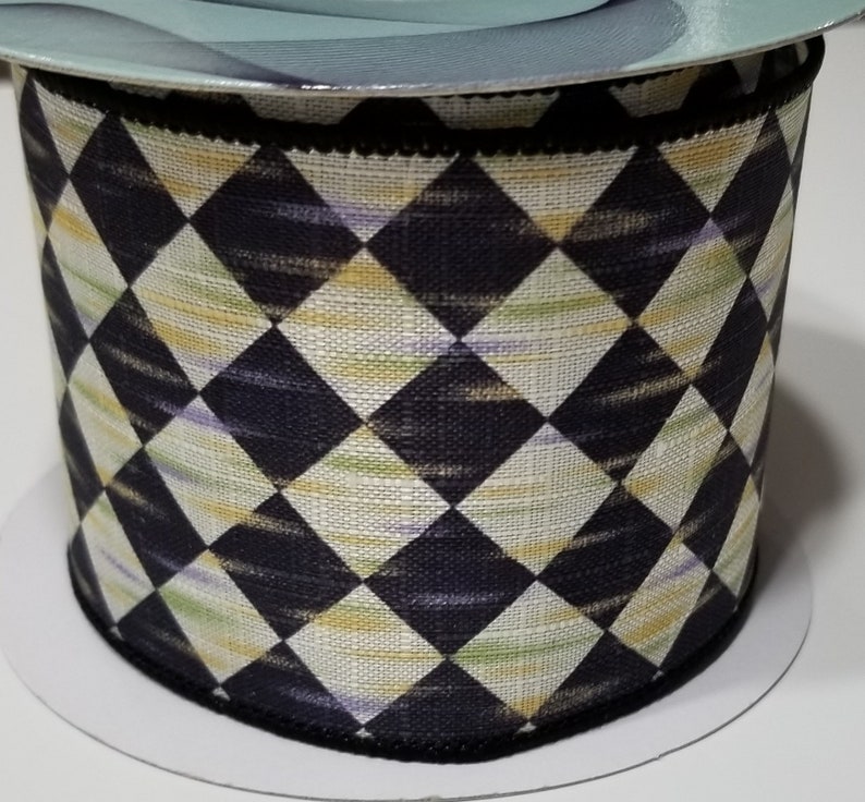 Wired Ribbon by the Roll Harlequin Diamond Check Jester - Etsy