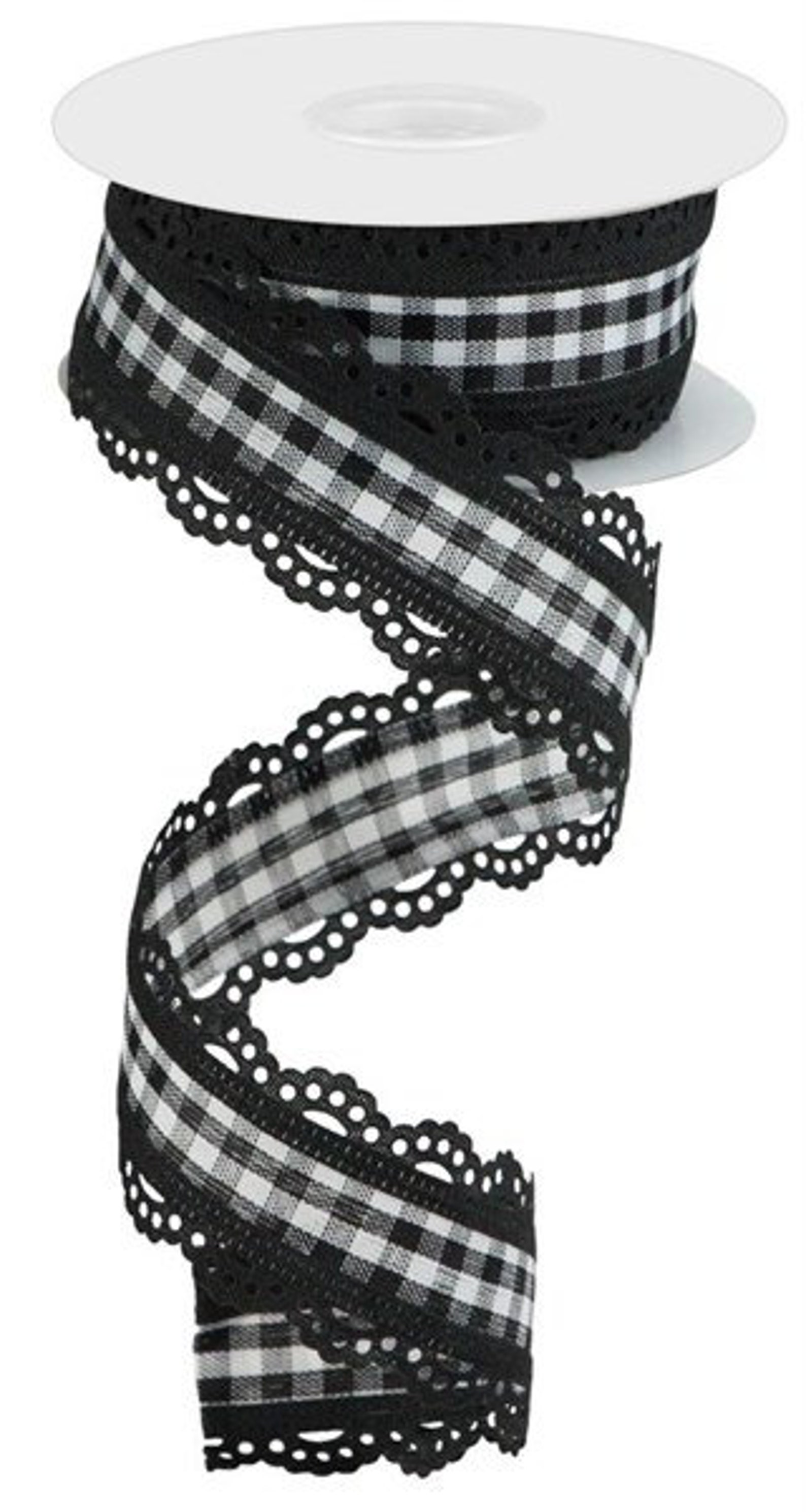 Wired Ribbon by the Roll Set of 2 Rolls Gingham Print With - Etsy