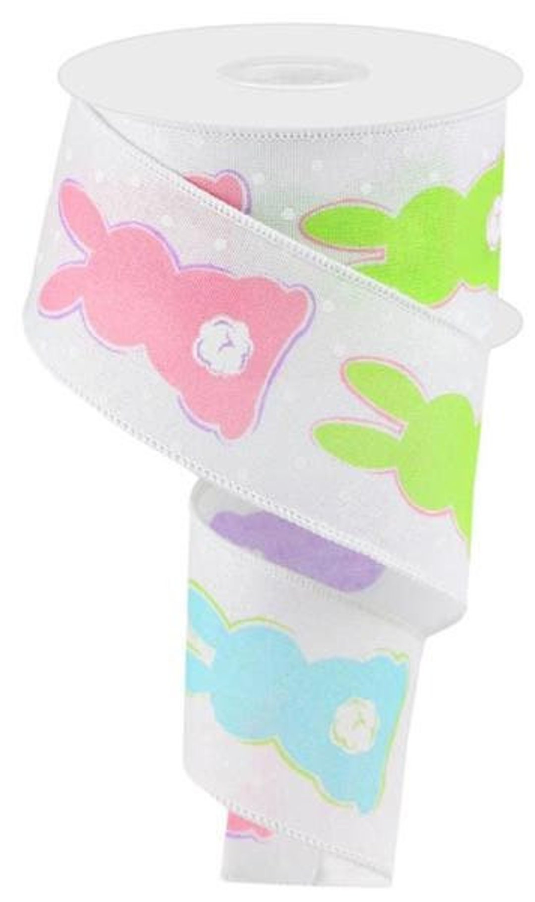 Wired Ribbon by the Roll 2.5" X 10 Yard Bunny Bottoms (white, Lavender ...