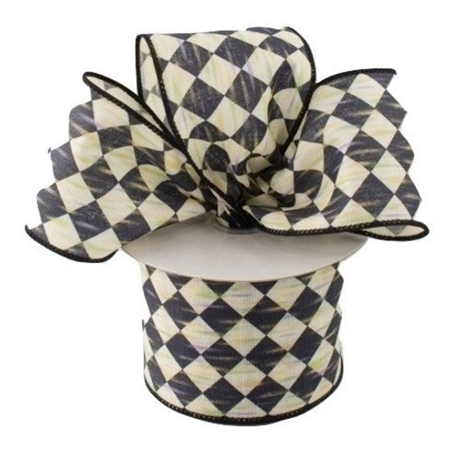 Wired Ribbon by the Roll Harlequin Diamond Check Jester - Etsy