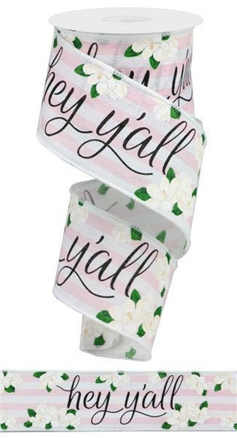 Wired Ribbon by the Roll hey Y'all With White - Etsy