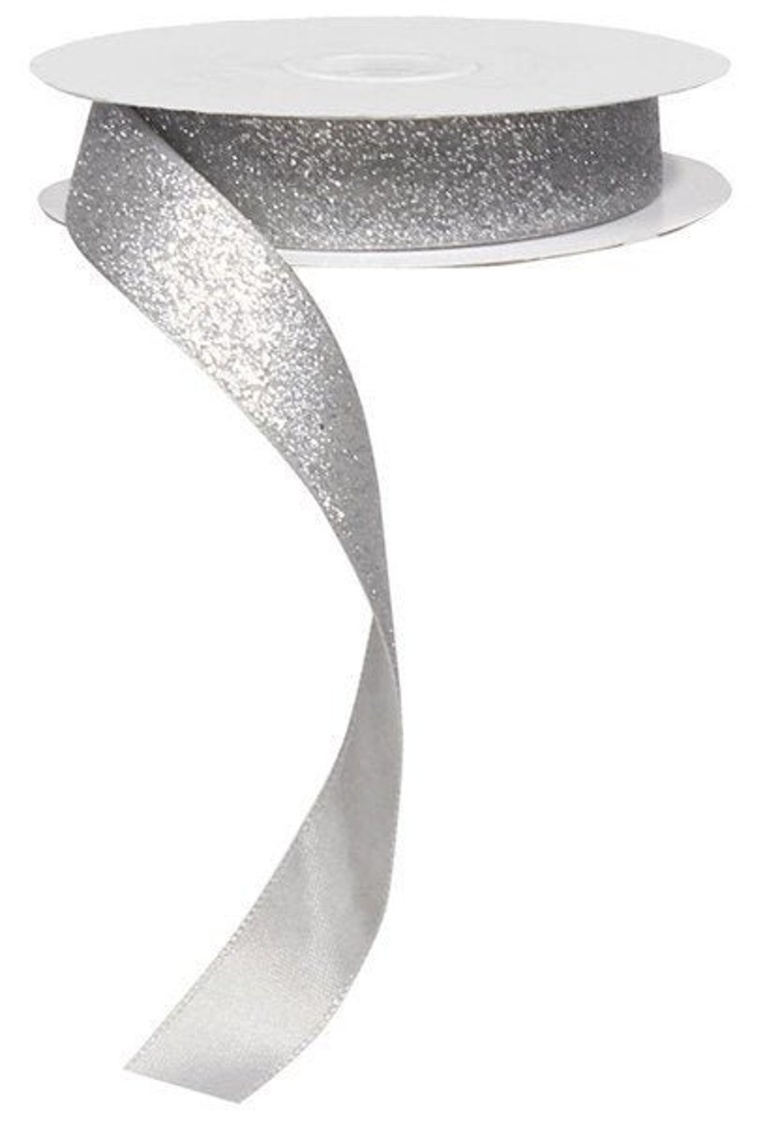 Ribbon by the Roll Glitter Satin Silver 5/8" X 10 Yards for Wreaths ...