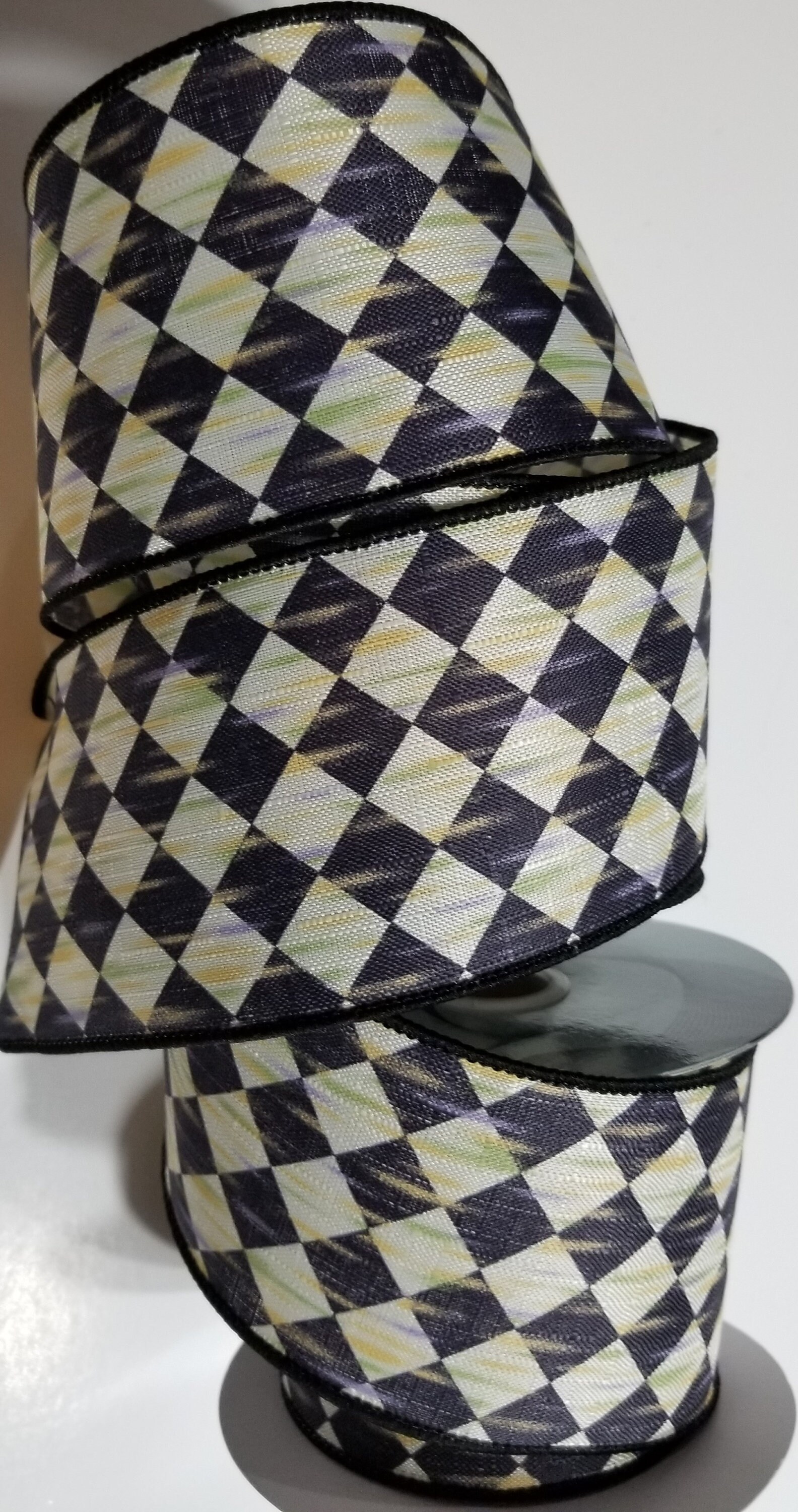Wired Ribbon by the Roll Harlequin Diamond Check Jester - Etsy