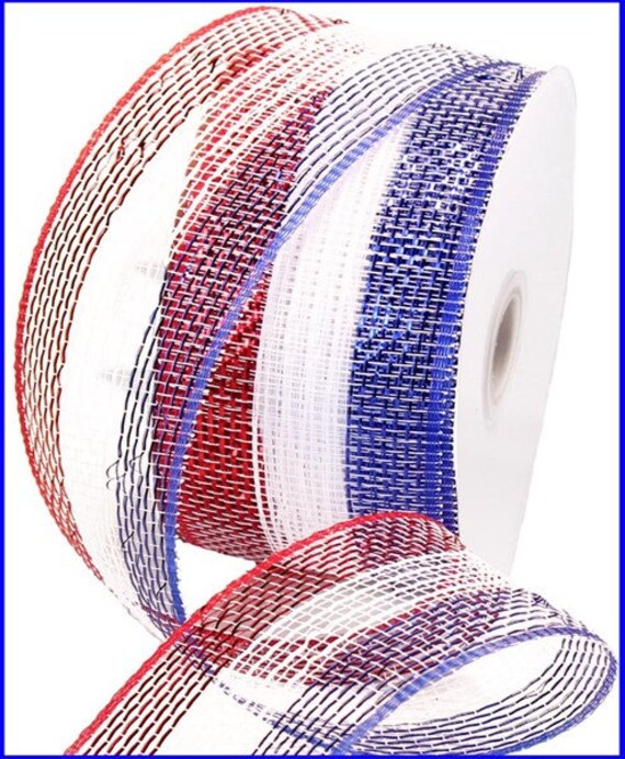 Ribbon Mesh by the Roll Red White Blue 4 X 25 Yards for | Etsy