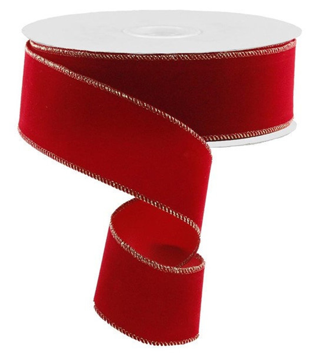 Wired Ribbon by the Roll Outdoor Red Velvet 2.5" X 50 Yards for Wreaths ...