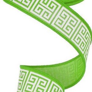 33 Yards Wired Ribbon by the Roll Lime Green Greek Key - Etsy