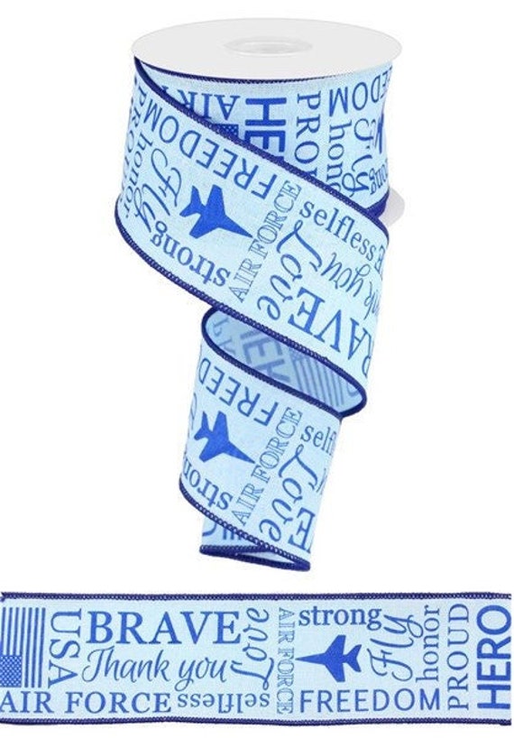 Wired Ribbon Air Force Blue on Pale Blue Royal Burlap - Etsy