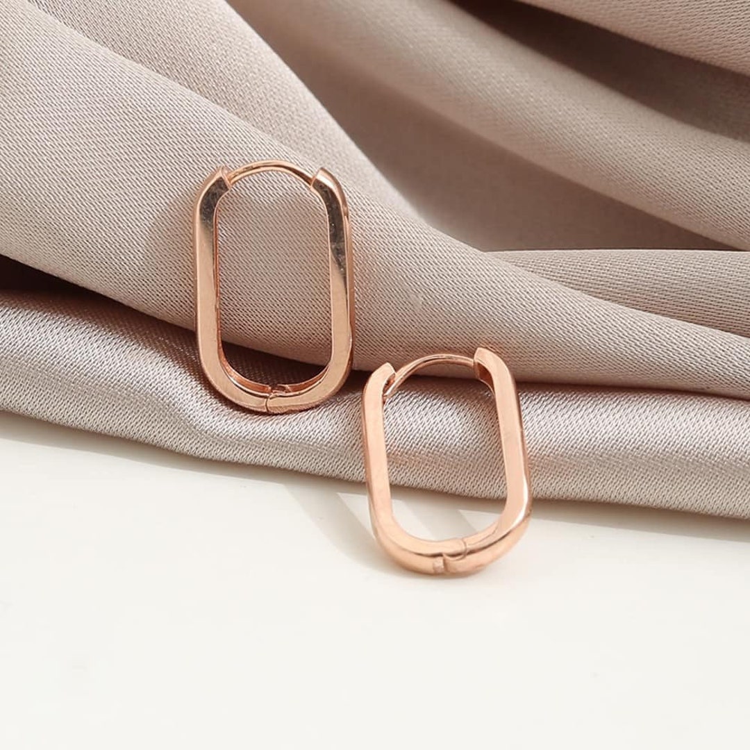 U Shape Hoop Earrings Solid Gold Earrings Dainty Earrings - Etsy