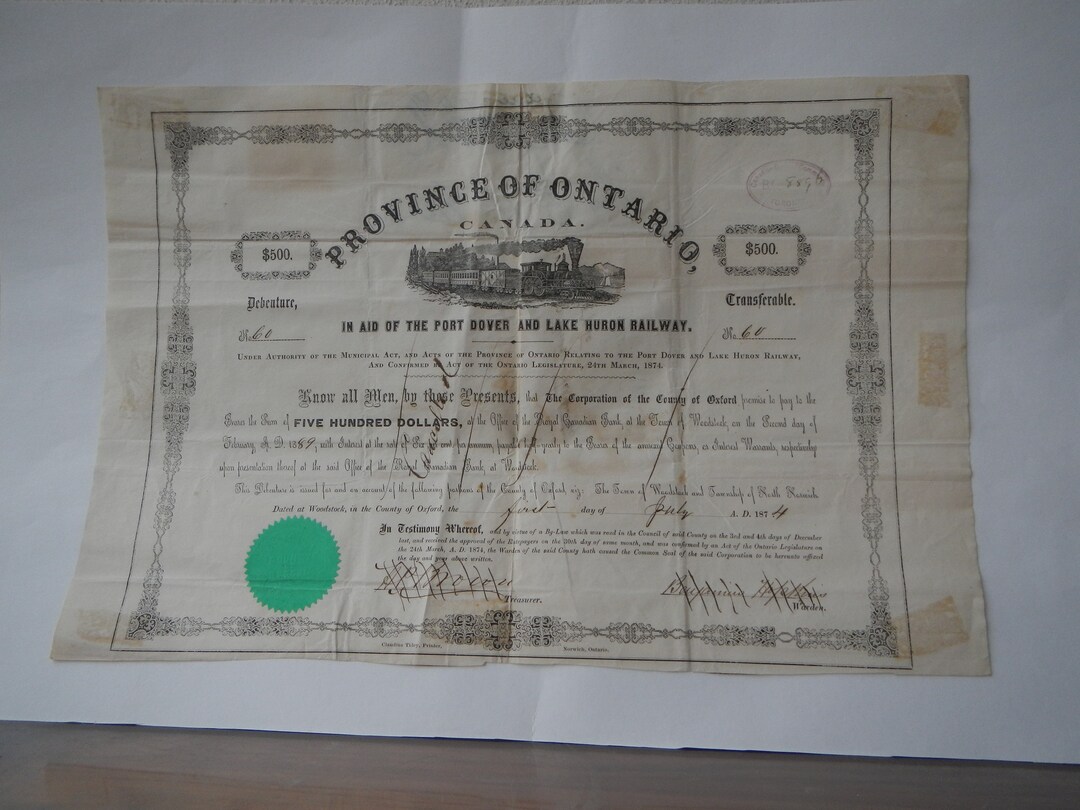 Antique Debenture/ Certificate - Etsy