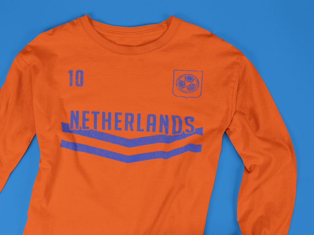 Netherlands Long Sleeve Soccer T-shirt, Mens Personalised Name, Boys ...
