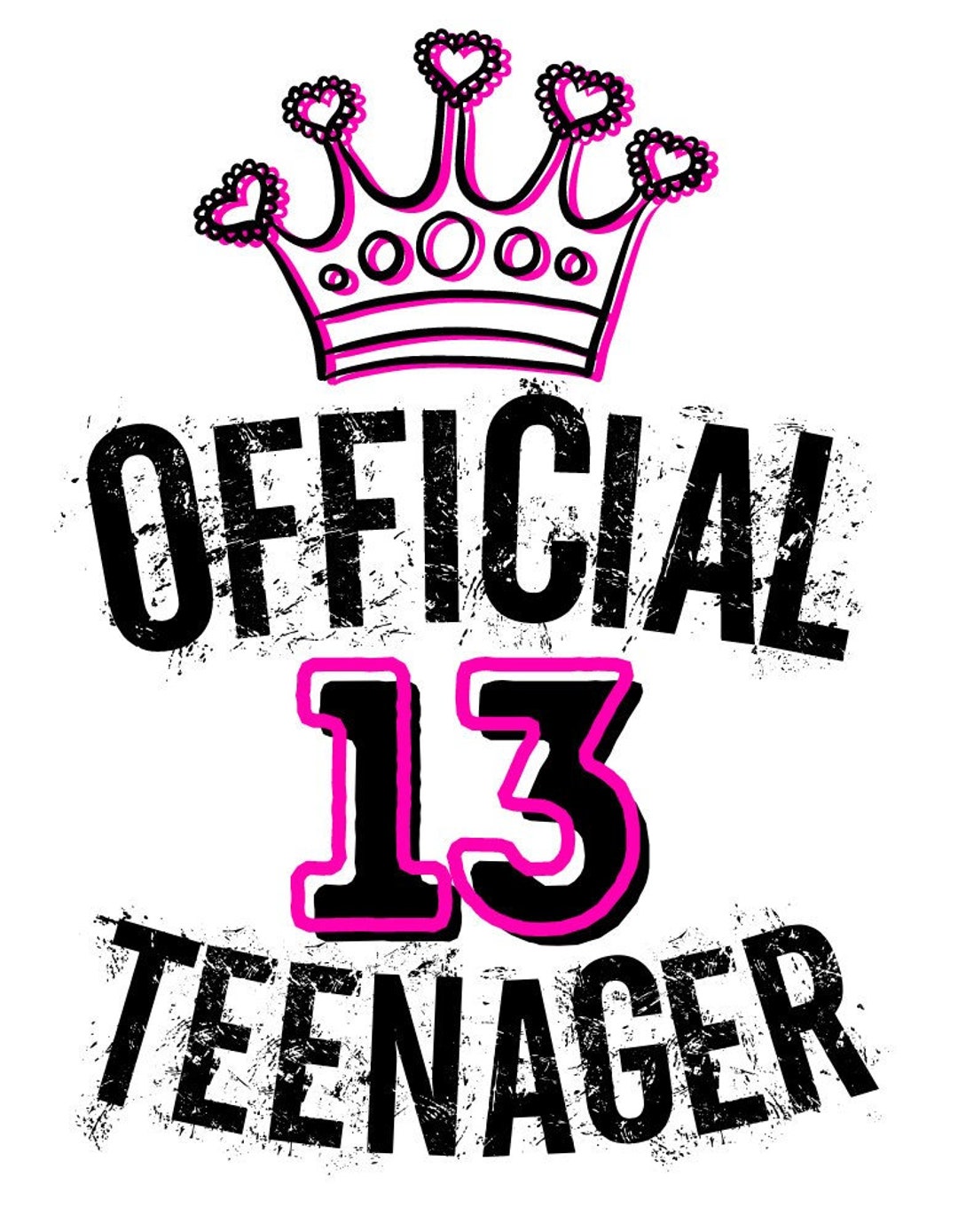 Official 13 Teenager Pink Ink Transparent Background Digital Download ...