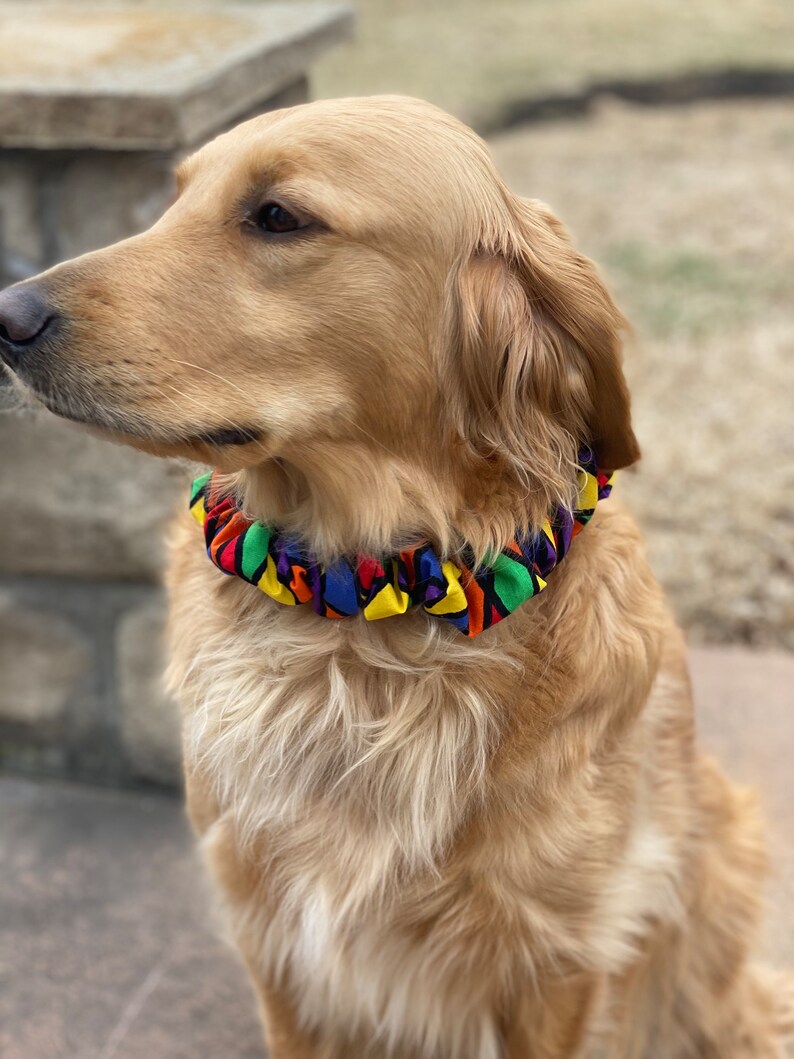 Dog Neck Scrunchie, Paw Print, Neck Ruffle Collar, Ruffle Collar, Fits ...