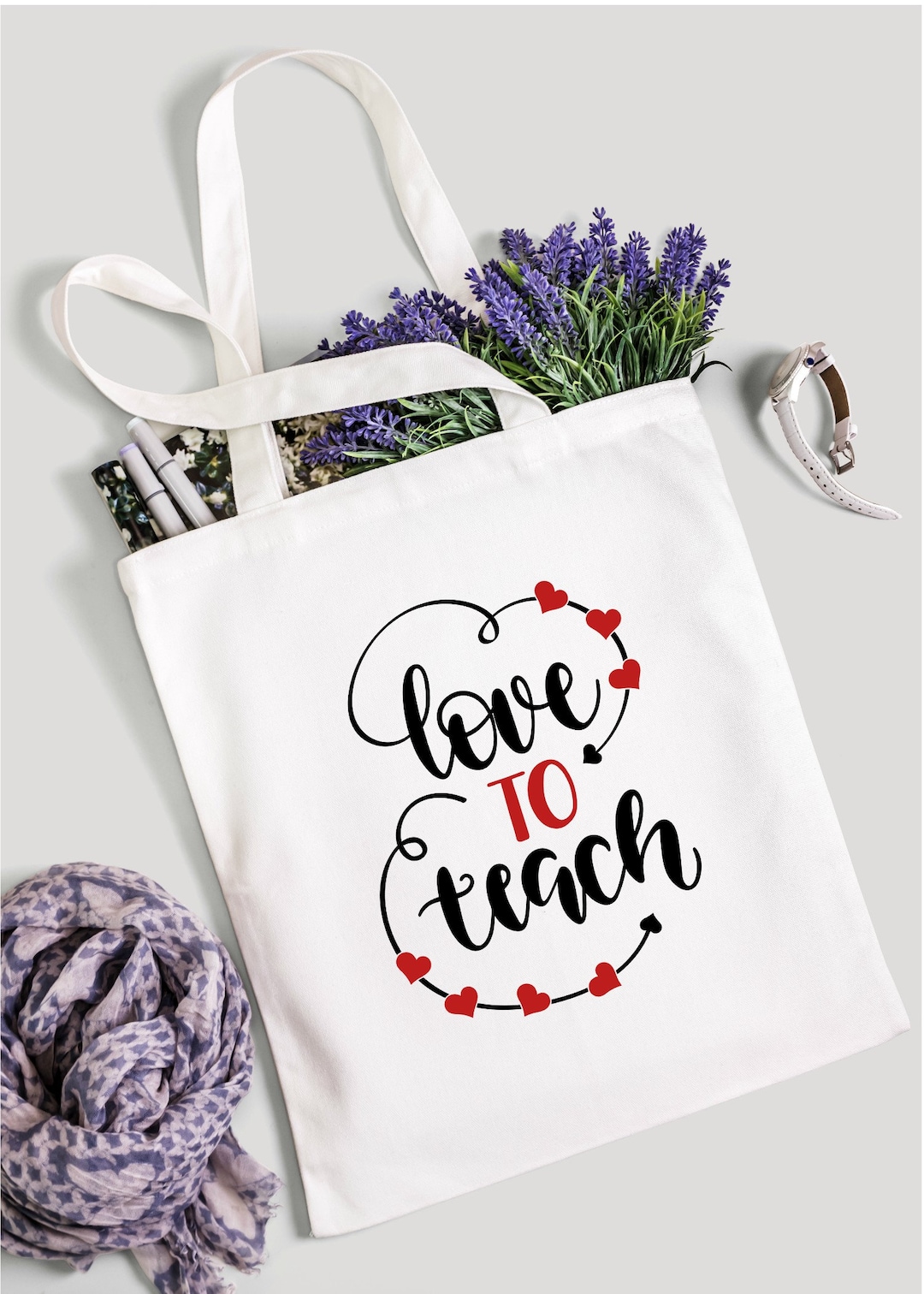 Love to Teach Bag Teacher Tote Bag Teacher End of Year Gift Teacher ...