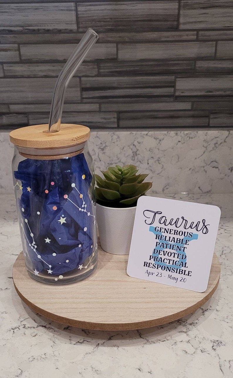 Taurus Coffee Glass Cup | Zodiac Taurus Cup 16 Ounce | Astrology Sign ...