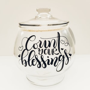 Count Your Blessings Jar,gratitude Jar, Glass Gratitude Jar, Blessings ...
