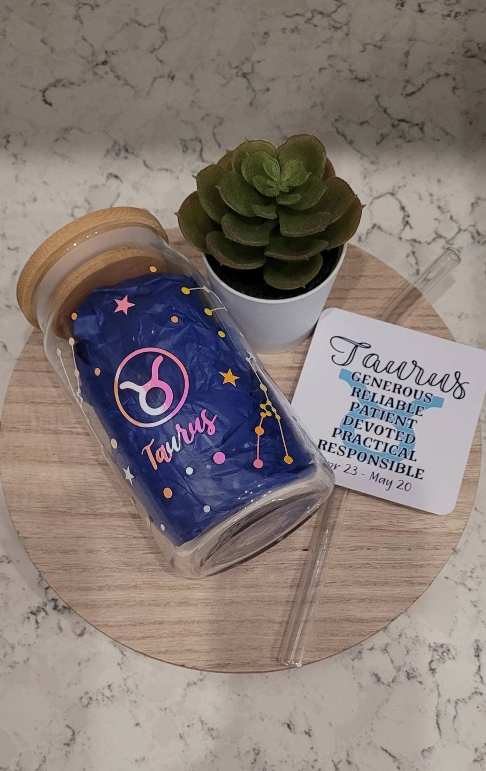 Taurus Coffee Glass Cup | Zodiac Taurus Cup 16 Ounce | Astrology Sign ...