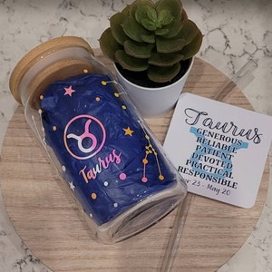 Taurus Coffee Glass Cup | Zodiac Taurus Cup 16 Ounce | Astrology Sign ...