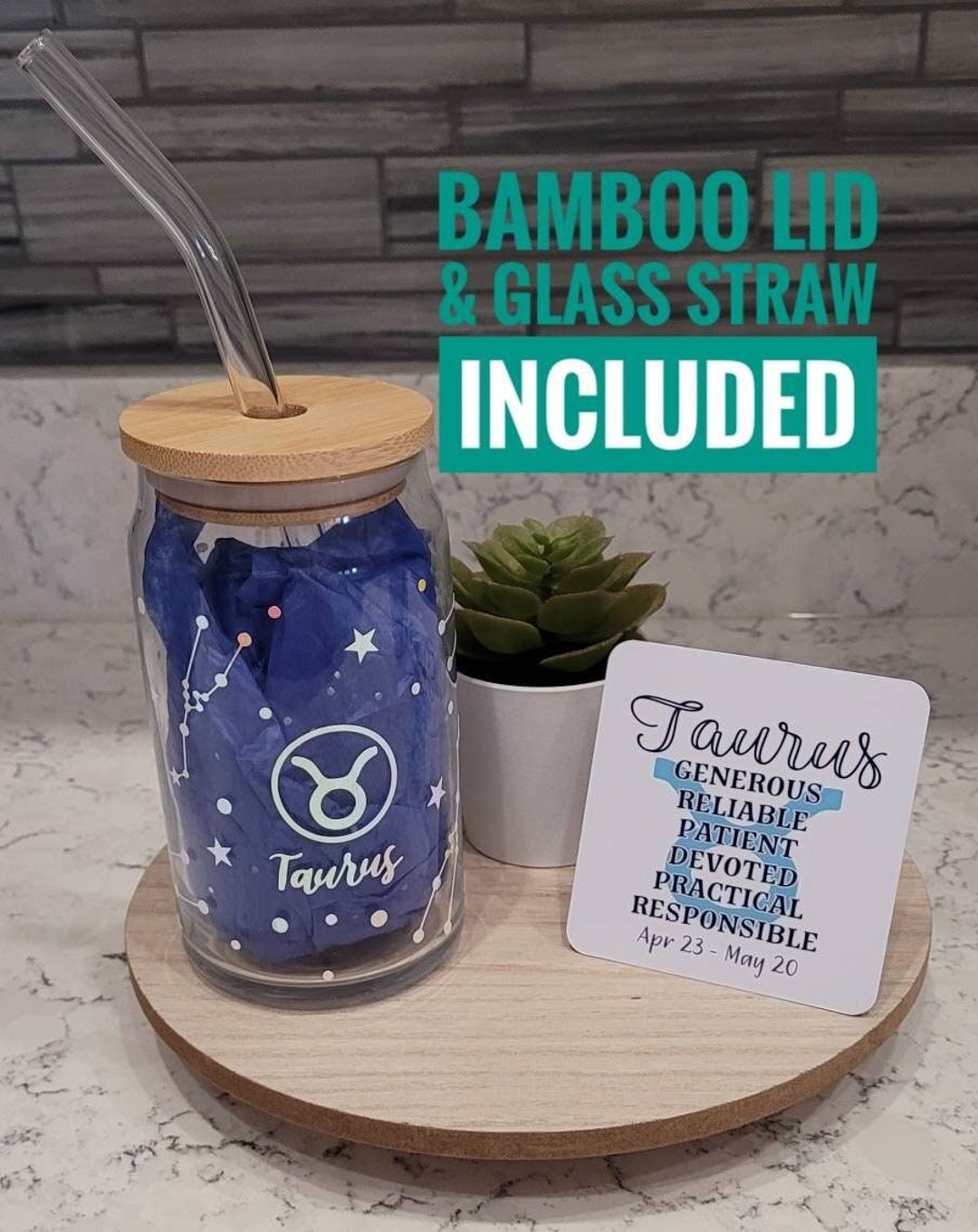 Taurus Coffee Glass Cup | Zodiac Taurus Cup 16 Ounce | Astrology Sign ...