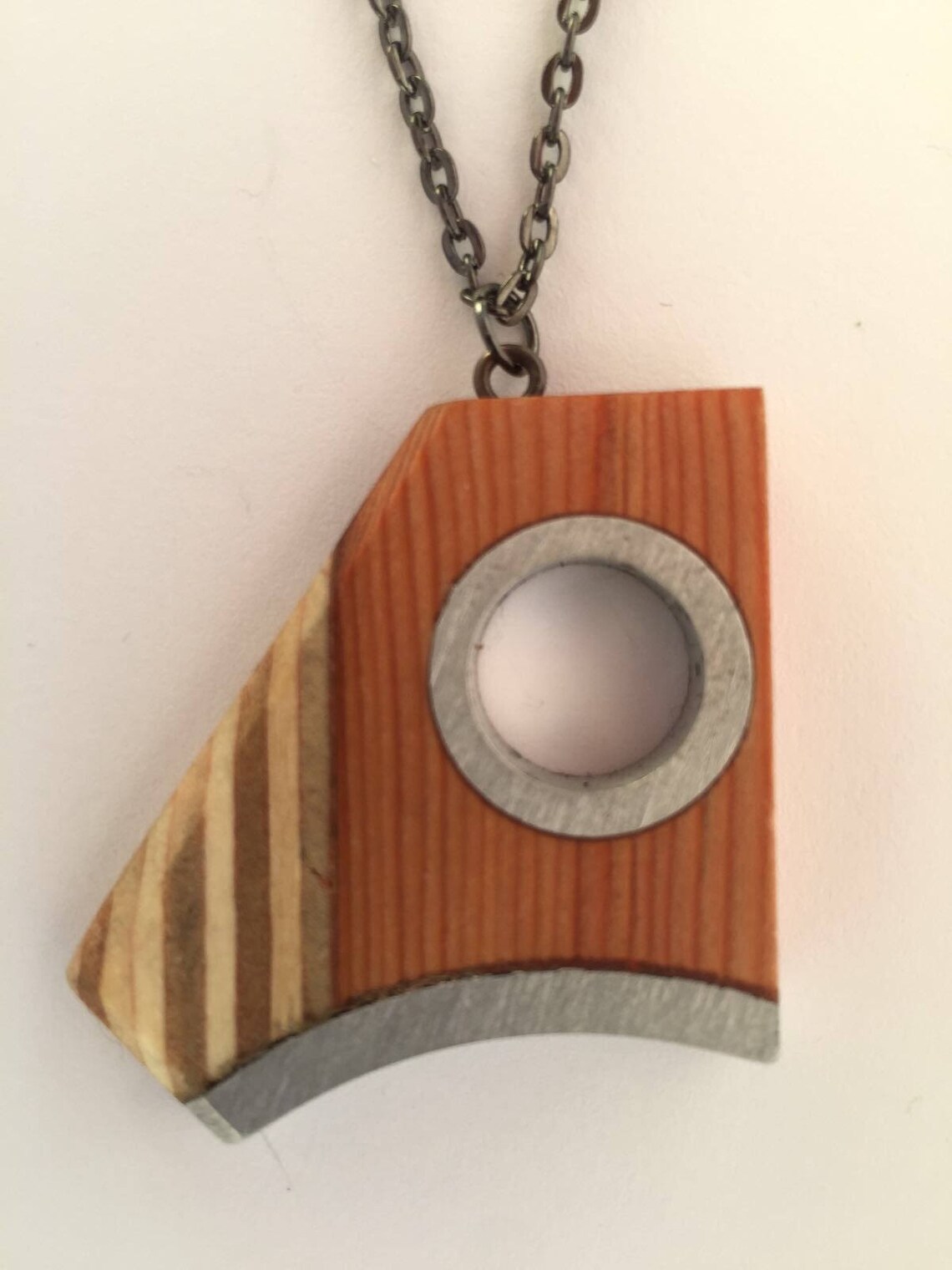 Handmade Wood and Aluminium Pendant Necklace - Etsy