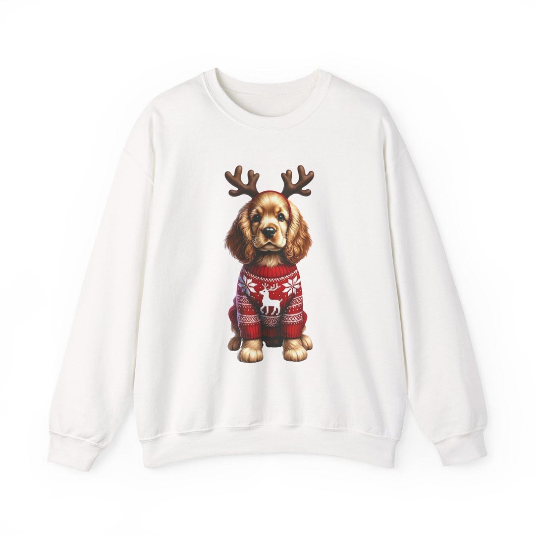 Festive Cocker Spaniel Christmas Sweatshirt, Holiday Dog Lover Crewneck ...
