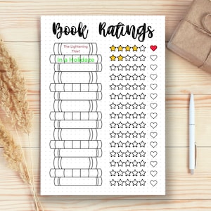 Book Stack Rating - A5 Journal Page - Printable Tracker - Reading Log ...