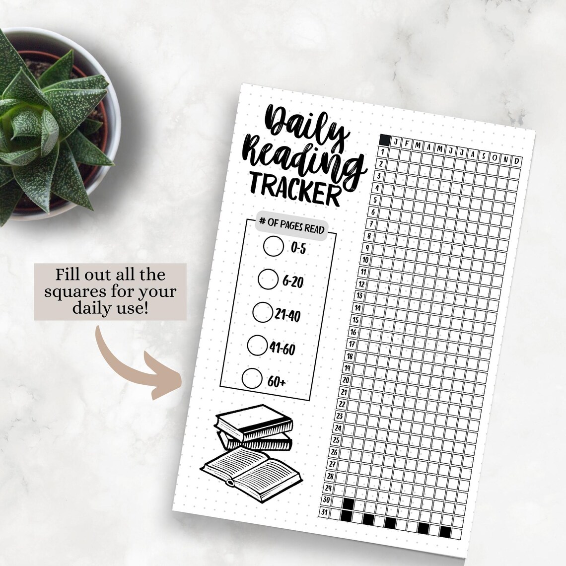 Daily Reading Tracker - A5 Journal Page - Printable Tracker - Reading ...