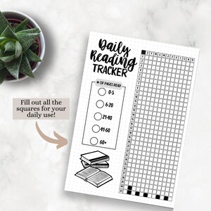 Daily Reading Tracker - A5 Journal Page - Printable Tracker - Reading ...