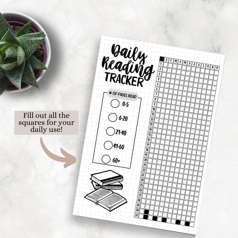 Daily Reading Tracker - A5 Journal Page - Printable Tracker - Reading ...
