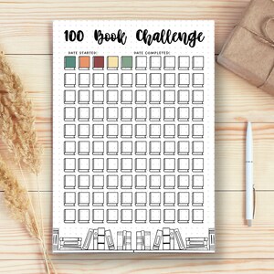 100 Book Reading Challenge - A5 Journal Page - Printable Tracker ...