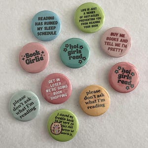 Bookish Button Pins | 1” Button Pins | Book Pin | Sassy Bookworm, Ghost ...