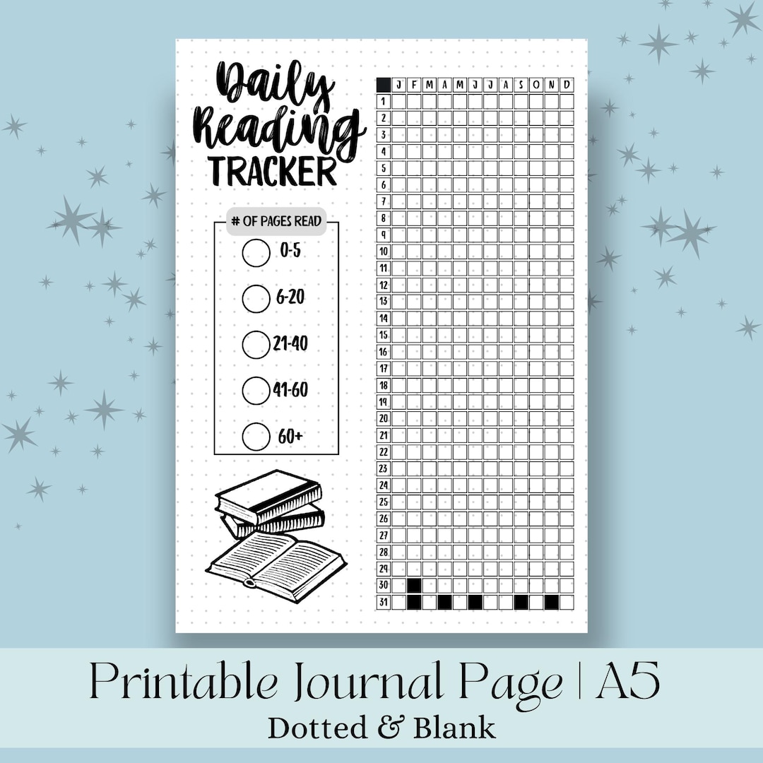 Daily Reading Tracker - A5 Journal Page - Printable Tracker - Reading ...