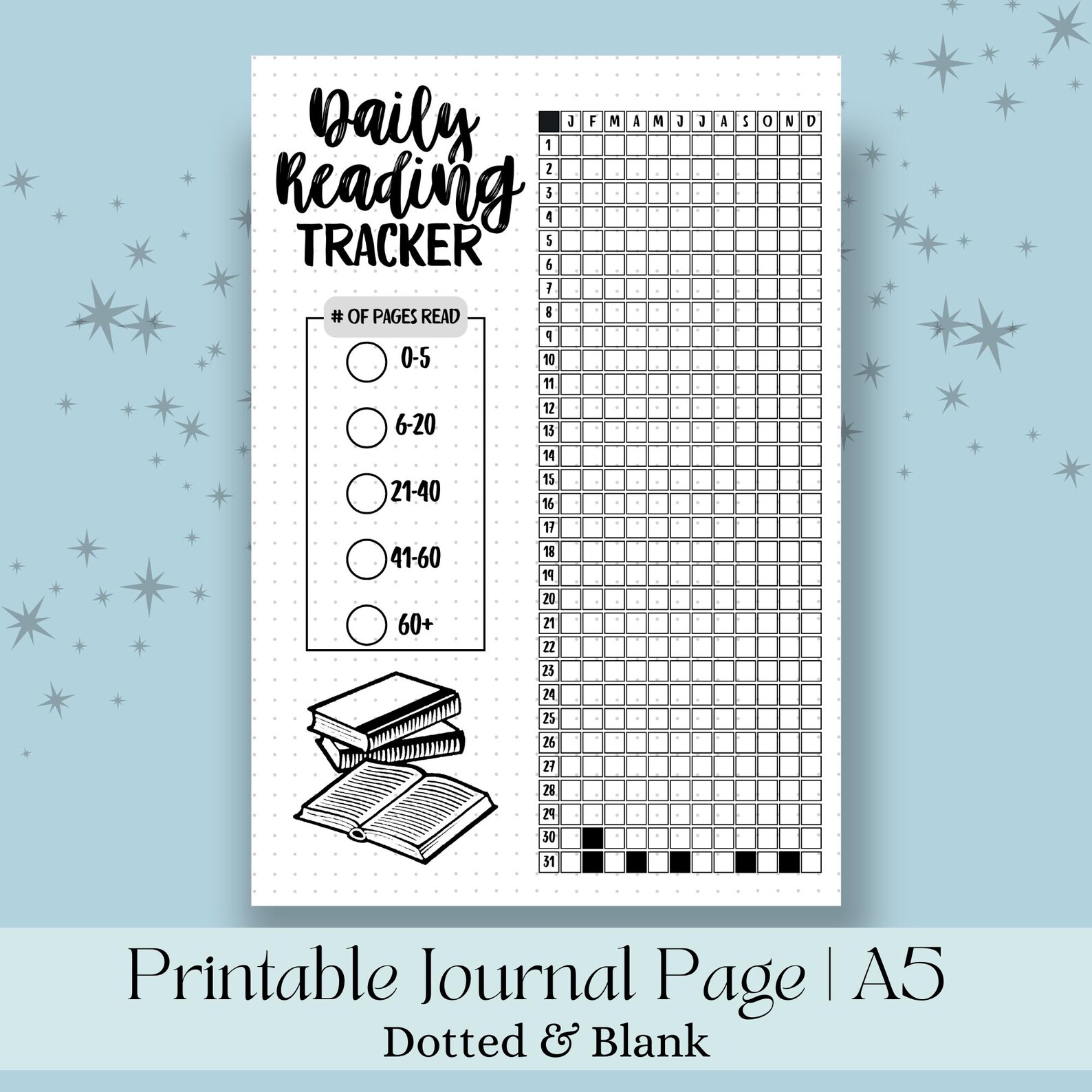 Daily Reading Tracker - A5 Journal Page - Printable Tracker - Reading ...