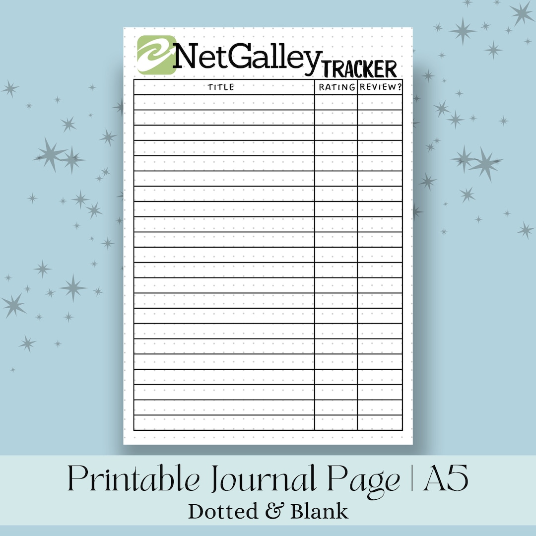 Netgalley ARC Review Tracker - A5 Journal Page - Printable Tracker - Reading Log - Planner ...